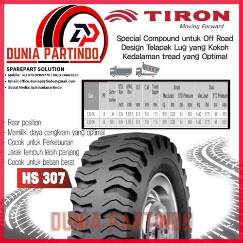 Jual Ban Truck 7.50-16 14PR *LM *SHD (Telapak OFF ROAD) Tiron HS307 ...