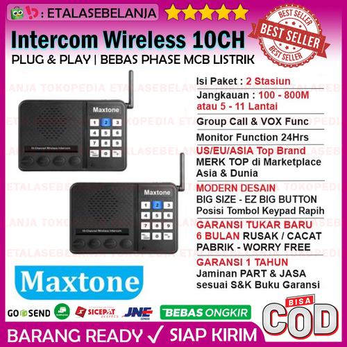 Jual Wireless Intercom 10CH Home Office Interkom - MAXTONE SK1210 - 2 ...