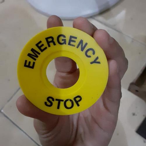 Jual Name Plate Emergency stop 22 /25 mm Diameter luar: 60mm Warna ...