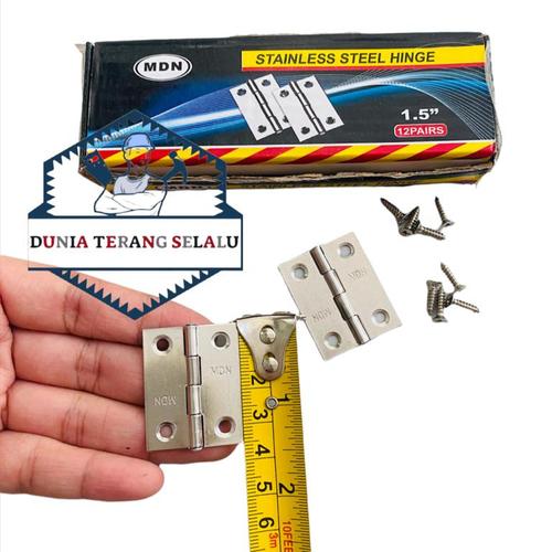 Jual 1 KOTAK - ENGSEL TIPIS Stainless Steel MDN Engsel Kupu Kecil Mini ...