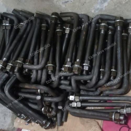 Jual angkur L beton st37 ( besi Beton ) M24 x 30cm + 2mur + 2ring plat ...