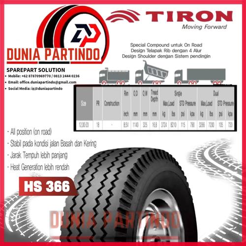 Jual Ban Truck Bus Size = 12.00-20 18PR (Telapak Rib 4 Alur) Tiron HS366 - Kab. Bogor - Dunia ...