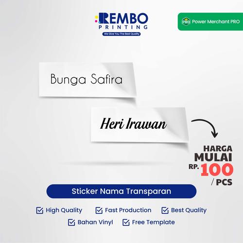 Jual Cetak Stiker Nama Transparan - Label Nama - Sticker Nama - Stiker ...