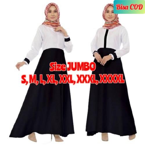Jual baju gamis putih hitam tali pinggang seragam kerja kantor dress ...
