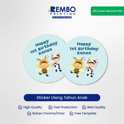 Jual Sticker Bulat Ulang Tahun Anak / Stiker Ultah / Birthday Sticker ...