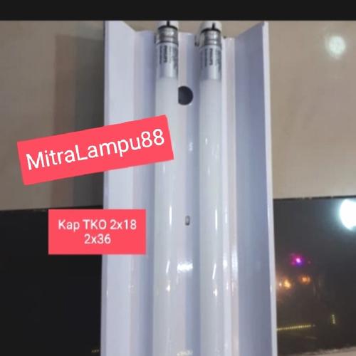 Jual Kap Lampu T8 TKO 2x18 2x8w Housing TL Neon Led 60cm Isi 2Lampu ...