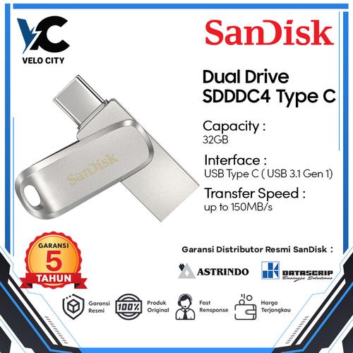 Jual Sandisk Ultra Dual Drive Luxe USB Type-C Flashdisk 32GB SDDDC4 Ori ...