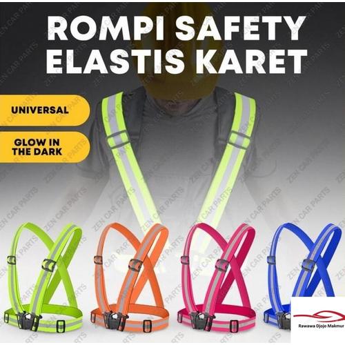 Jual ROMPI SAFETY PROYEK KARET V Elastic Reflective Vest bangunan ...