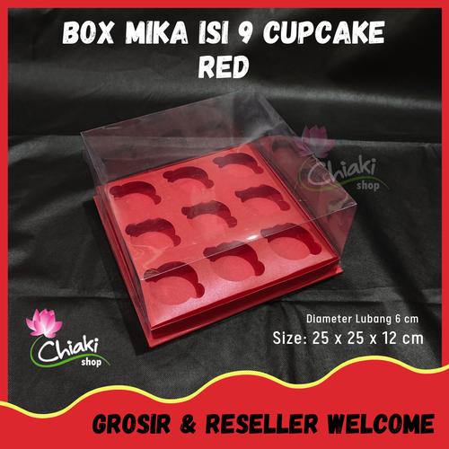 Jual Box Mika Cupcake isi 9 HIJAU 25x25x12 Kotak Mika Donat Dus Kue ...