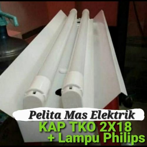 Jual Kap Lampu Tko 2x18/2x8watt set lampu TL Led philips 8w/8watt isi 2 ...