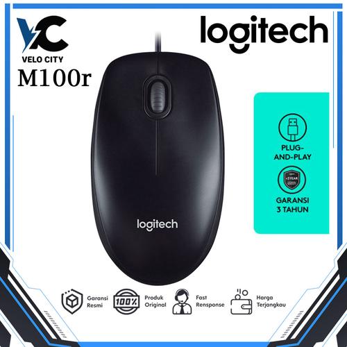 Promo Mouse Logitech M100R Optical Wired Mouse - Original Garansi 3 ...