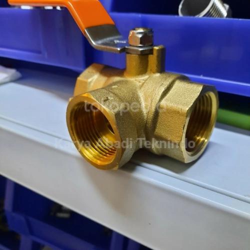 Jual Ball valve 3way kuningan 1"inch / Ball valve three way - Jakarta ...