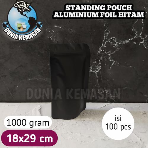 Jual isi100 Standing Pouch Hitam 1100gr 18x29 Kemasan kopi plastik ...
