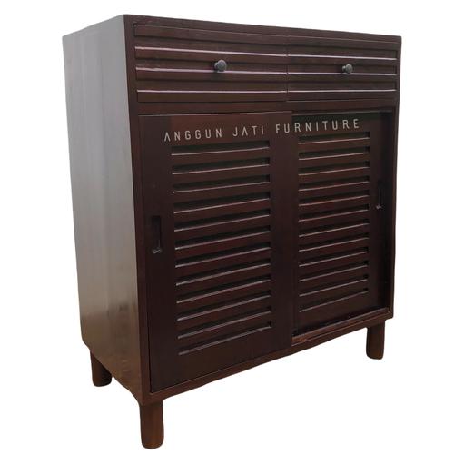 Jual RAK SEPATU KAYU JATI MINIMALIS SLIDING / RAK SENDAL KAYU JATI ...