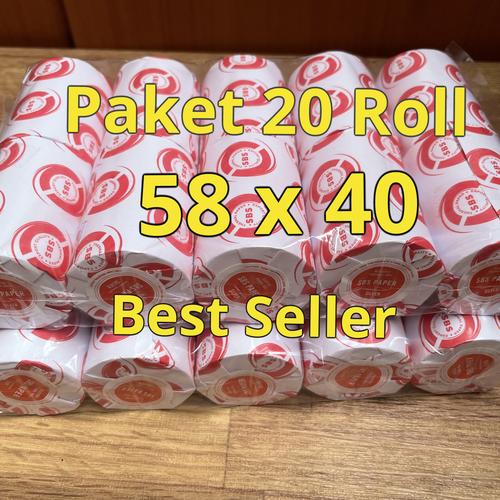 Jual ( ISI 20 Roll) Kertas Kasir Thermal Paper Roll 58 x 40 / 58x40 ...