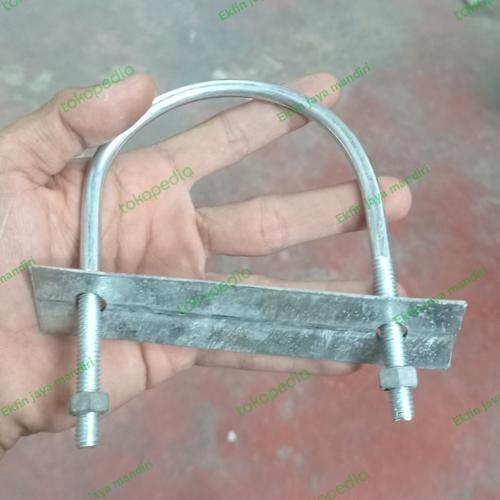 Jual klem U bolt pipa 4" inch + plat putih galvanis - Jakarta Pusat ...