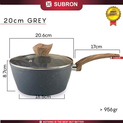 Jual Subron Grey Milk Pan Marble TX-M20G Panci Susu 20 cm Sauce Pan Abu ...