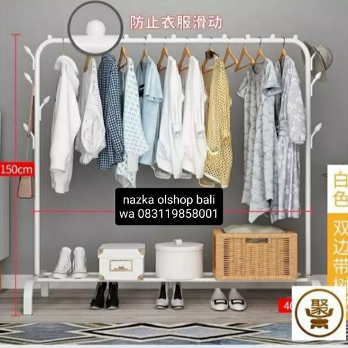 Jual gantungan baju / rak display baju single full besi - Putih - Kota ...