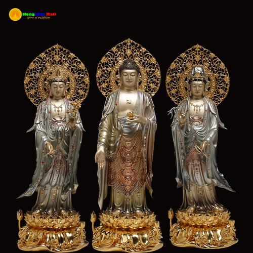 Jual Buddha tritunggal Western Trinity Buddha 西方三圣 Bahan Tembaga Murni ...