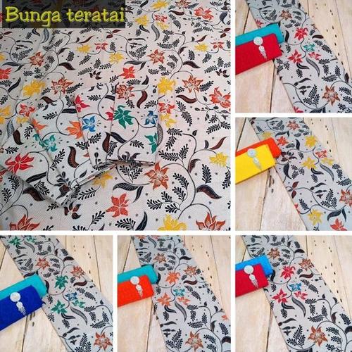 Jual KAIN BATIK Motif Bunga Teratai Coupe Set Embos Katun Primis Sogan ...