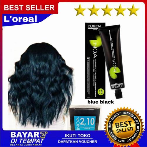 Jual L'oreal inoa hair color cream 60ml free amonia - 2.10 blue black ...