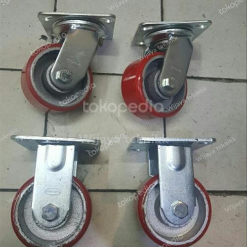 Jual Roda troli Pu 4 inch heavy duty Roda Pu 4 inch 1 set 1 ton - Kota ...