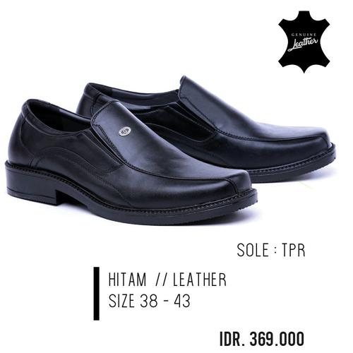 Jual sepatu formal pria kulit hitam fantofel size 38-43 MGG-141 branded ...
