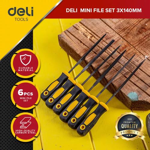 Promo Deli Mini File / Set Alat Kikir Besi 6Pcs 3x140mm High-quality ...