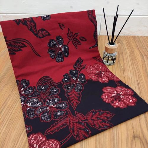 Jual Kain Batik Meteran Potongan Motif Bunga Sepatu - Maroon, 0,5 meter ...