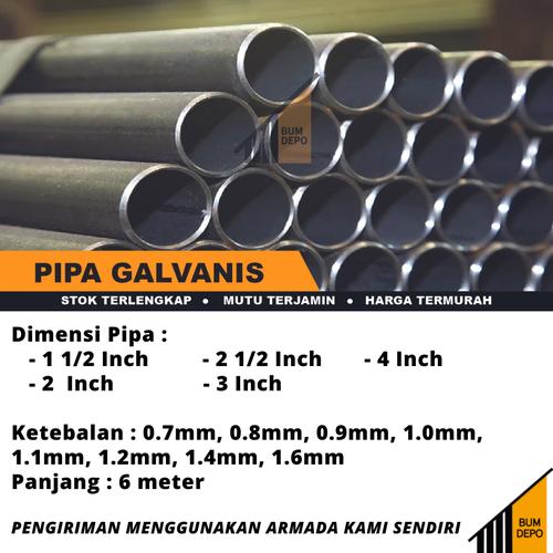 Jual PIPA GALVANISE 1 1/2 INCH 2 INCH 2 1/2 INCH 3 INCH 4 INCH - 1 1/2 ...