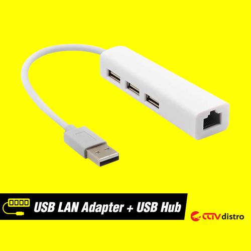 Promo USB 2.0 to LAN RJ45 Fast Ethernet Network Adapter with USB Hub 3 ...
