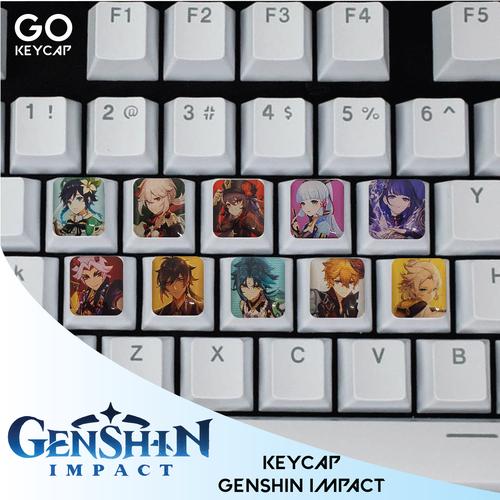 Jual Keycaps Keyboard PBT Genshin Impact Resin Gaming - Zhongli, Hitam ...