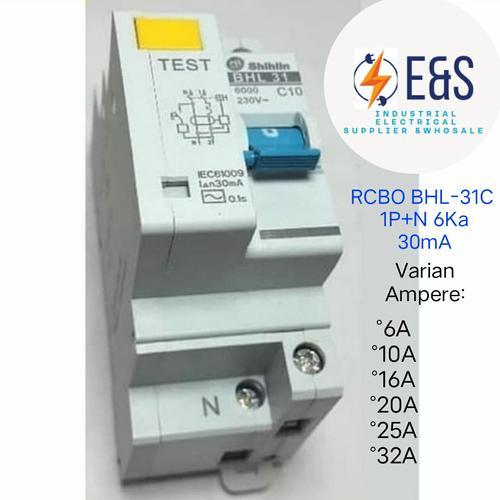 Jual RCBO/RCCB 1P+N BHL-31C 6A 10A 16A 20A 25A &32A 6kA 30mA Shihlin BHL31C - RCBO BHL31C 32A ...