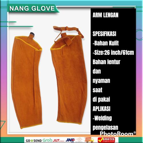 Jual pelindung lengan Apron welder/arm lengan kulit asli Tan lis kuning ...