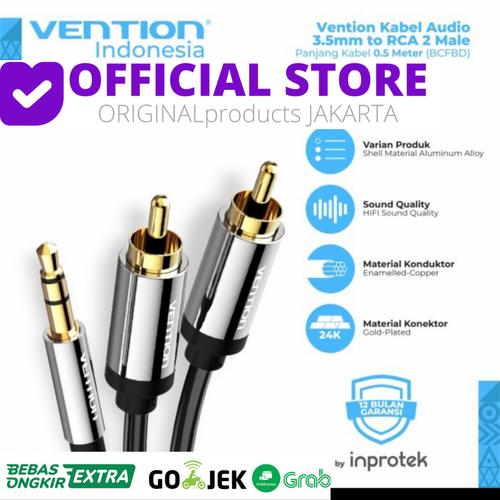 Jual Vention Kabel Audio 3.5mm male to 2 RCA high quality 1.5M 2M 3M 5M ...
