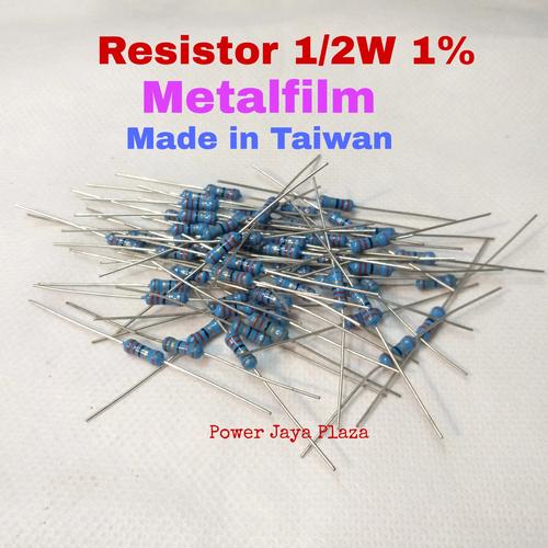 Jual Resistor R 1K2 ohm 1.2K ohm 1/2 W 1% made in Taiwan metalfilm 0.5W ...