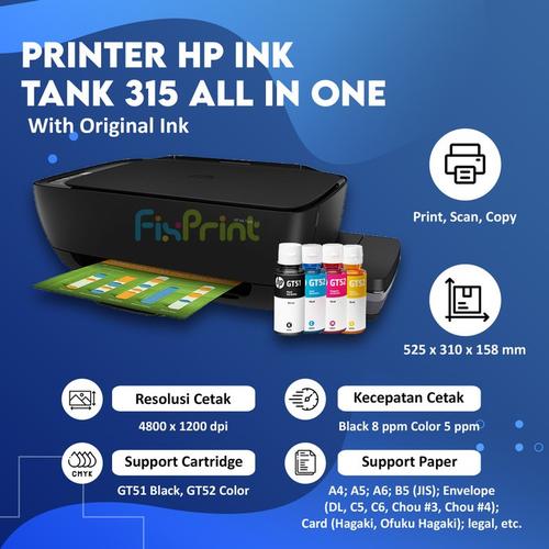 Jual Printer HP Ink Tank 315 All-in-One Print Scan Copy Color Infus ...