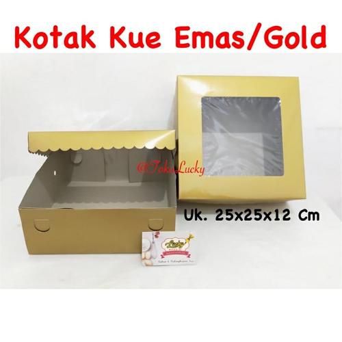 Jual Kotak Kue Emas/Gold Ukuran 25x25x12Cm / Box Kue Gold Ukuran ...