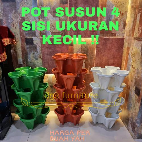 Jual Pot Bunga Tanaman Susun Tingkat Tumpuk Stackable 4 Sisi KECIL ...