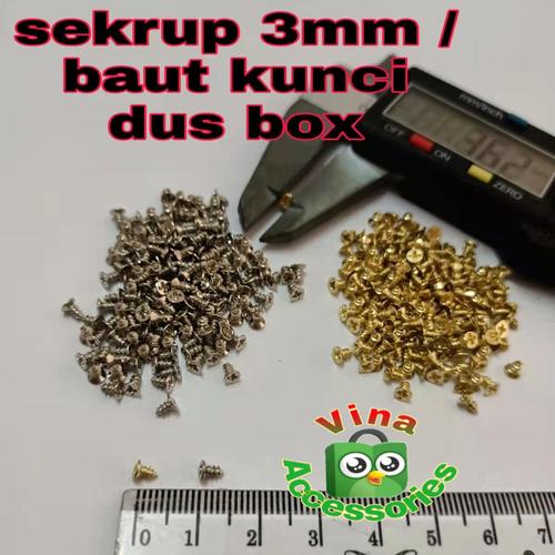 Jual 1000pcs baut mini 3mm / sekrup 3mm / sekrup kunci pengait box ...