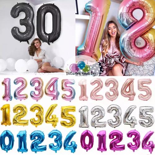 Jual Balon foil huruf / balon foil angka besar 80cm - Hitam, 0 ...