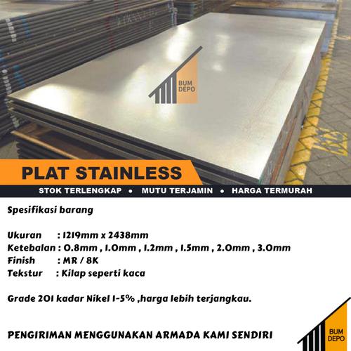 Jual PLAT STAINLESS STEEL 201 MR / PLAT UTK PERMUKAAN DINDING LIFT DLL ...