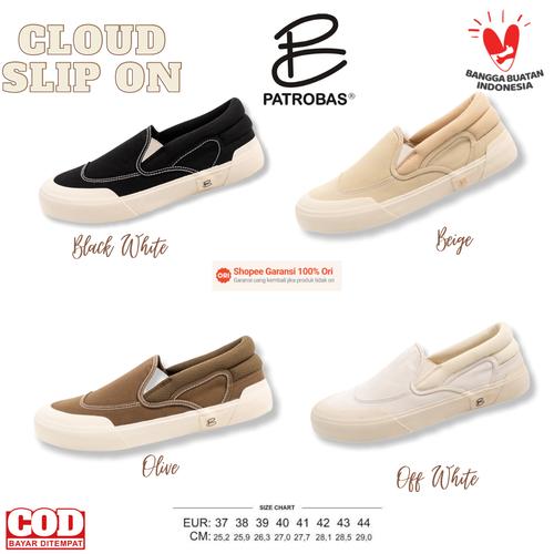 Jual Patrobas Cloud Slip On Original Black white, Olive, Beige & Off ...
