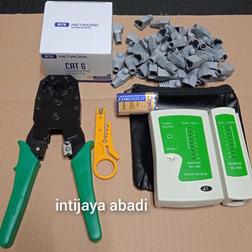 Jual Paket Tang Crimping Tool RJ45 Lan Tester Konektor RJ45 Cat6 ...