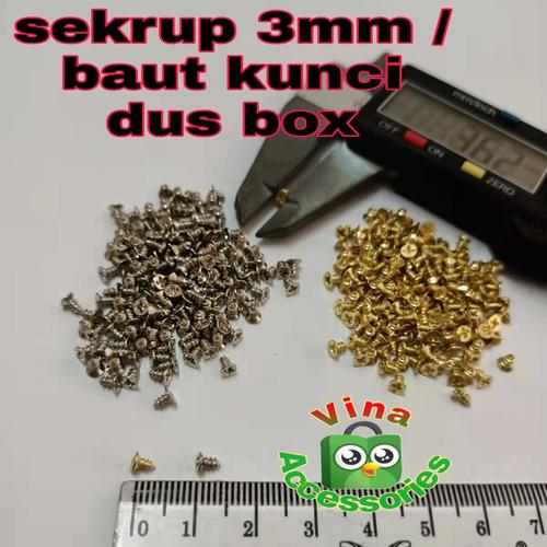 Jual 2000pcs baut 3mm / sekrup mini 3mm / sekrup kunci kotak dus - gold ...