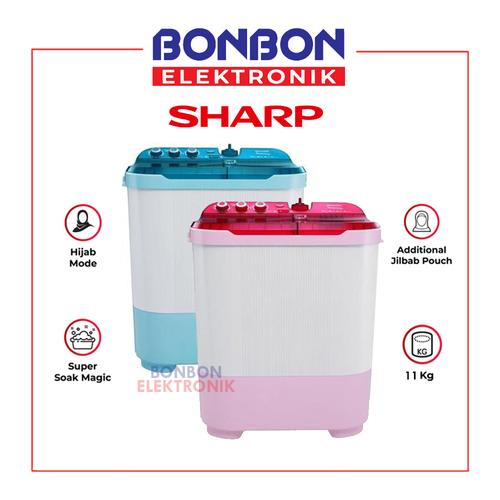Promo Sharp Mesin Cuci 2 Tabung 11KG ES-T1270SJ-BL/PK / EST 1270 SJ PK ...