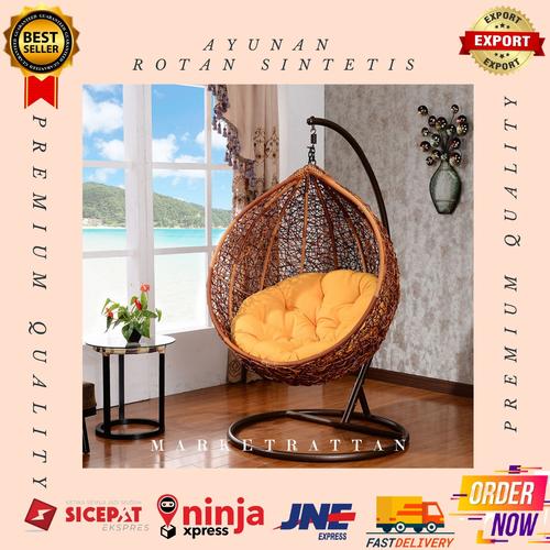 Promo Kursi Ayunan Rotan Sintetis Gantung Pear Anak Anak Dewasa Malas