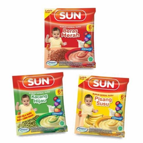 Jual SUN Bubur Sereal 6+ beras merah Sachet 20 gr isi 8 bungkus ...