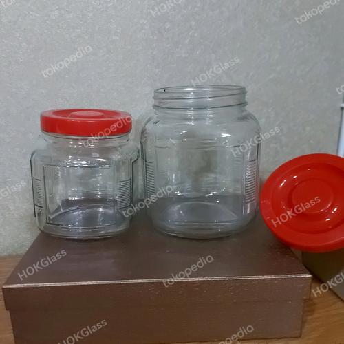 Jual Toples Kaca Kotak Kedaung uk 1 & 2 liter Tutup Plastik - 2 Liter ...