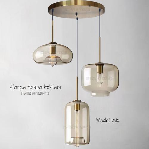 Jual Lampu gantung void 3in1 kaca teh minimalis kop bulat 1set 3 lampu - Jakarta Pusat ...